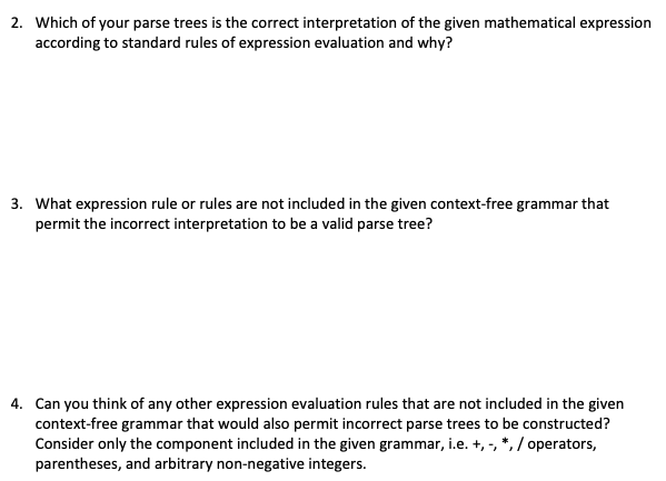 Solved Parse Trees and Context-Free Grammar Activity | Chegg.com