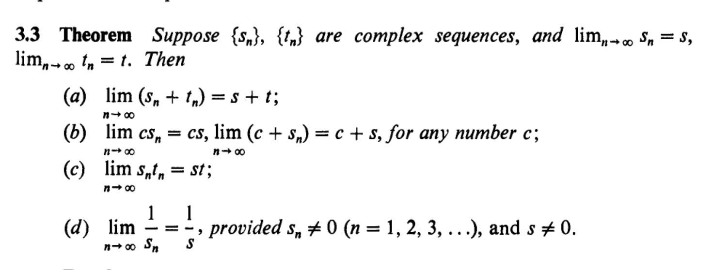 Solved 3.3 Theorem Suppose {sn},{tn} are complex sequences, | Chegg.com