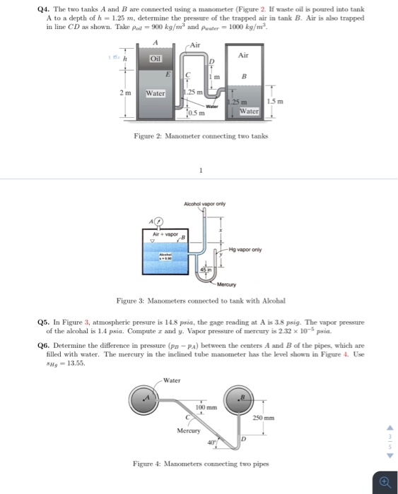Solved Q4. The two tanks A and B are connected using a | Chegg.com