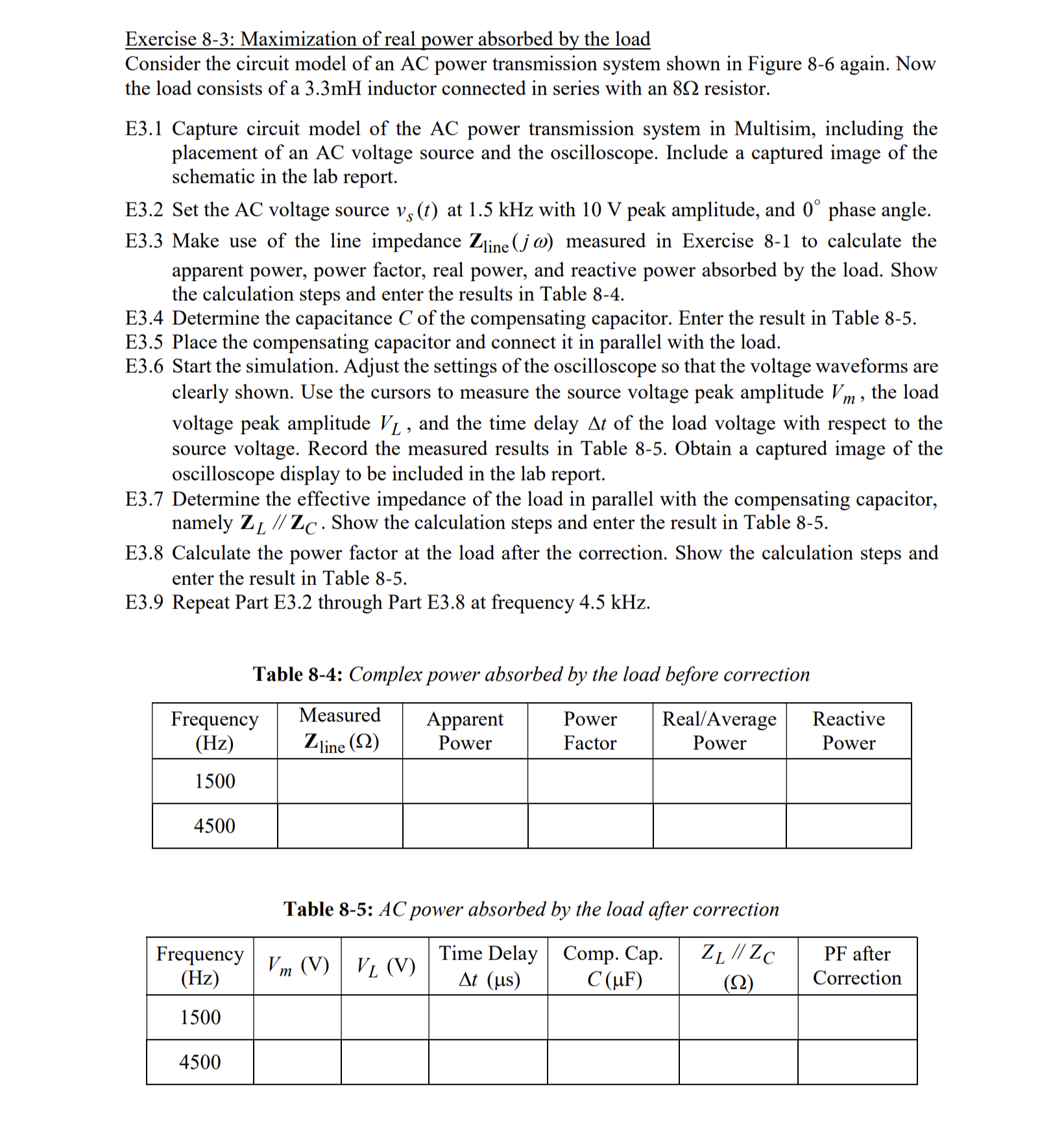 Solved Exercise 8-1: Measurement of transmission line | Chegg.com