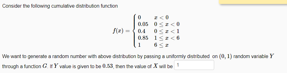 Solved Consider the following cumulative distribution | Chegg.com