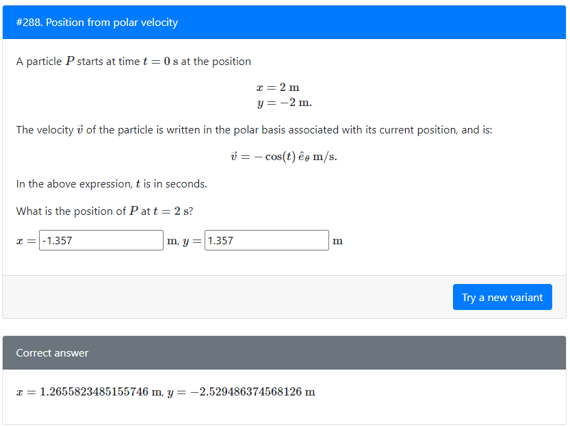 Solved #288. Position from polar velocity A particle P | Chegg.com