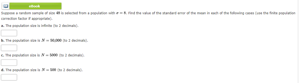 Solved eBook Suppose a random sample of size 48 is selected | Chegg.com