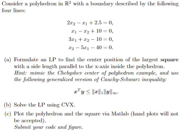 Solved Consider a polyhedron in R2 with a boundary described | Chegg.com