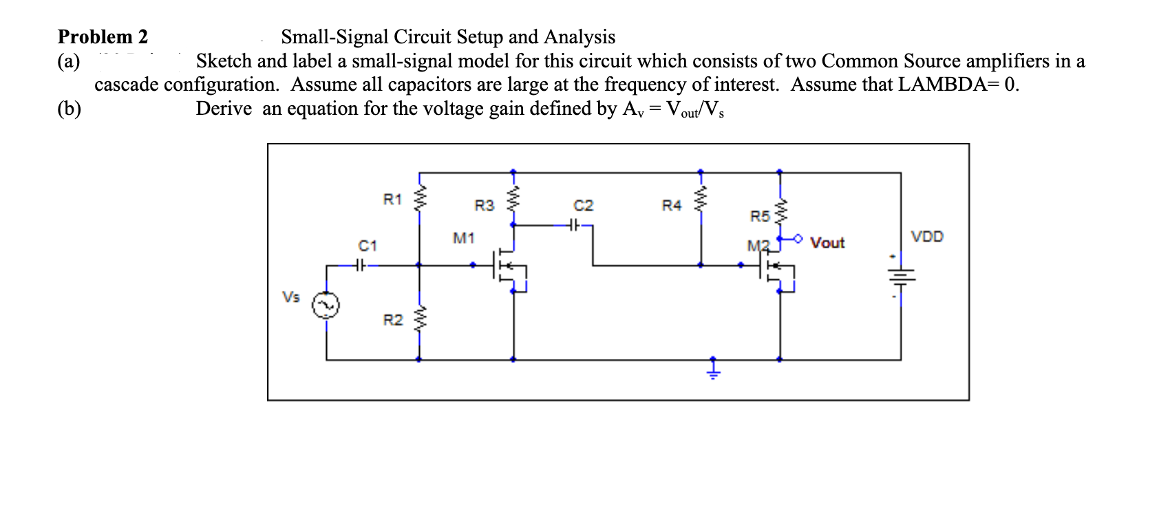 Solved Problem 2 Small-Signal Circuit Setup and Analysis (a) | Chegg.com