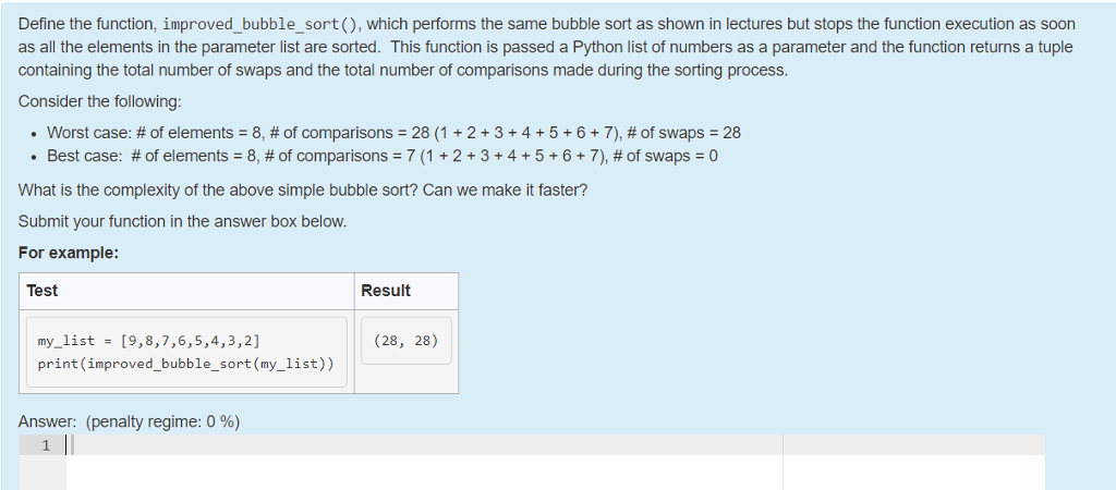 Solved Define The Function Improved Bubblesort Which 
