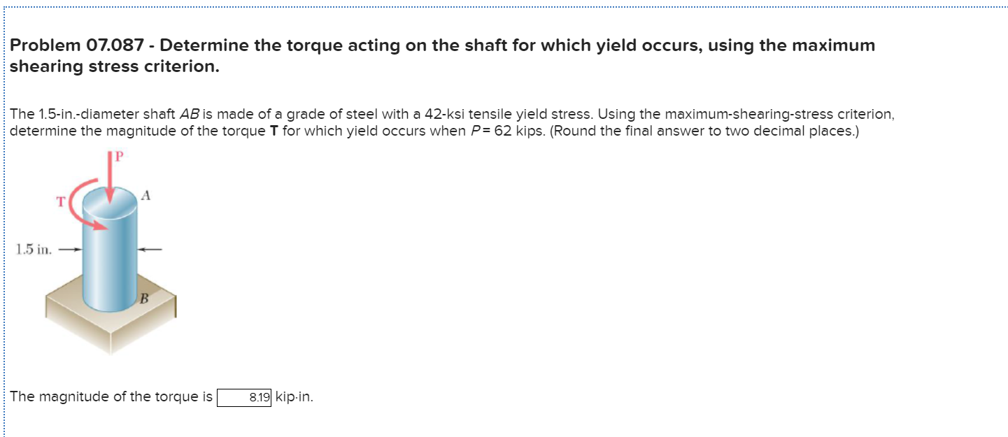 Solved Problem 07.087 - Determine the torque acting on the | Chegg.com