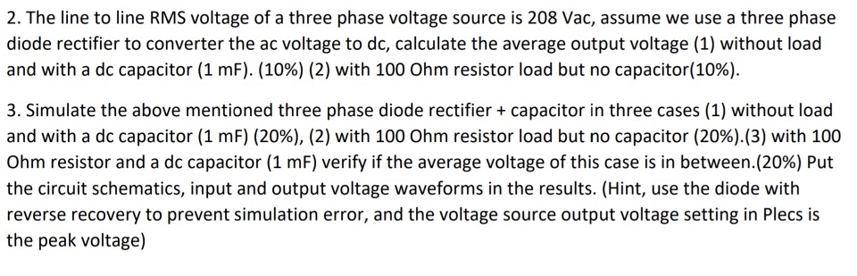 Solved 2. The line to line RMS voltage of a three phase | Chegg.com