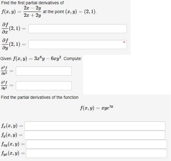 Solved Find the first partial derivatives of | Chegg.com
