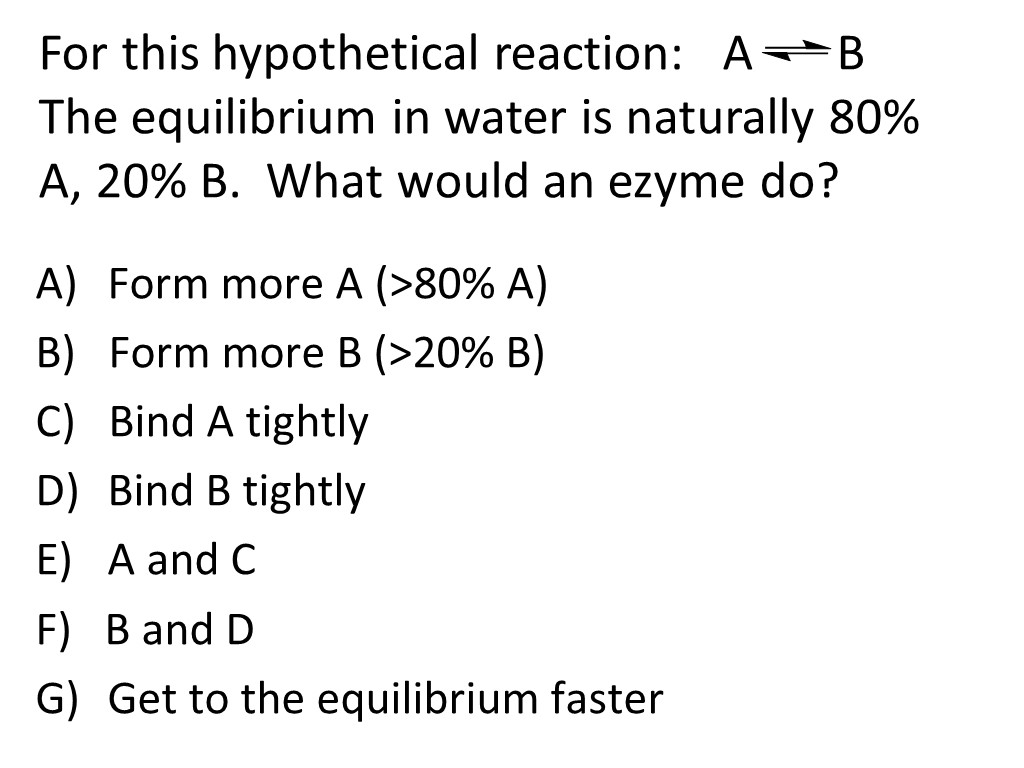 Solved For this hypothetical reaction: A⇌B The equilibrium | Chegg.com