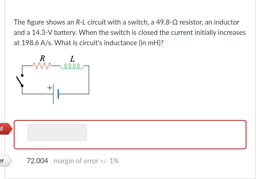 Solved The figure shows an R−L circuit with a switch, a | Chegg.com
