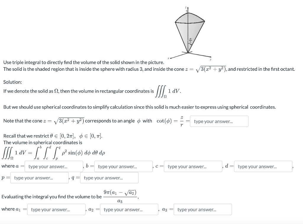 Solved Use triple integral to directly find the volume of | Chegg.com
