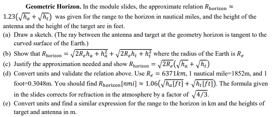 ALL Geometric Horizon. In the module slides, the | Chegg.com