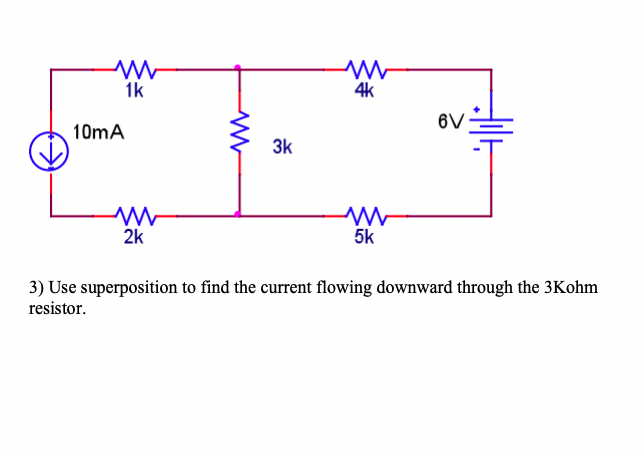 Solved 3) Use superposition to find the current flowing | Chegg.com