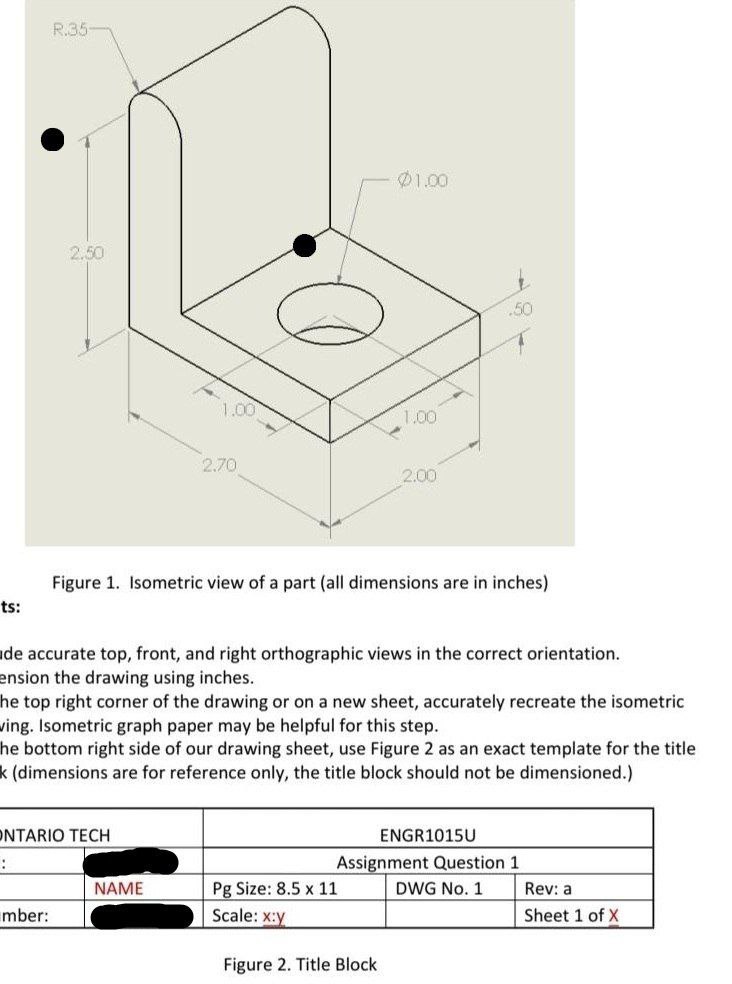 Solved Figure 1. ﻿Isometric view of a part (all dimensions | Chegg.com
