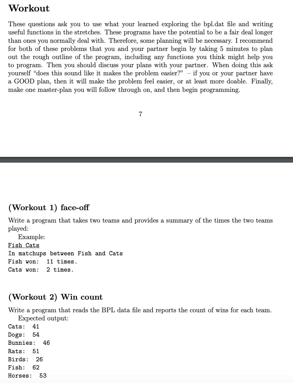 Workout These questions ask you to use what your | Chegg.com