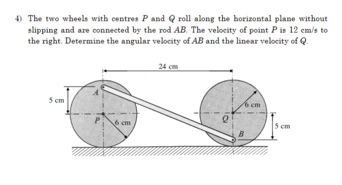 Solved The two wheels with centres P and Q roll along the | Chegg.com