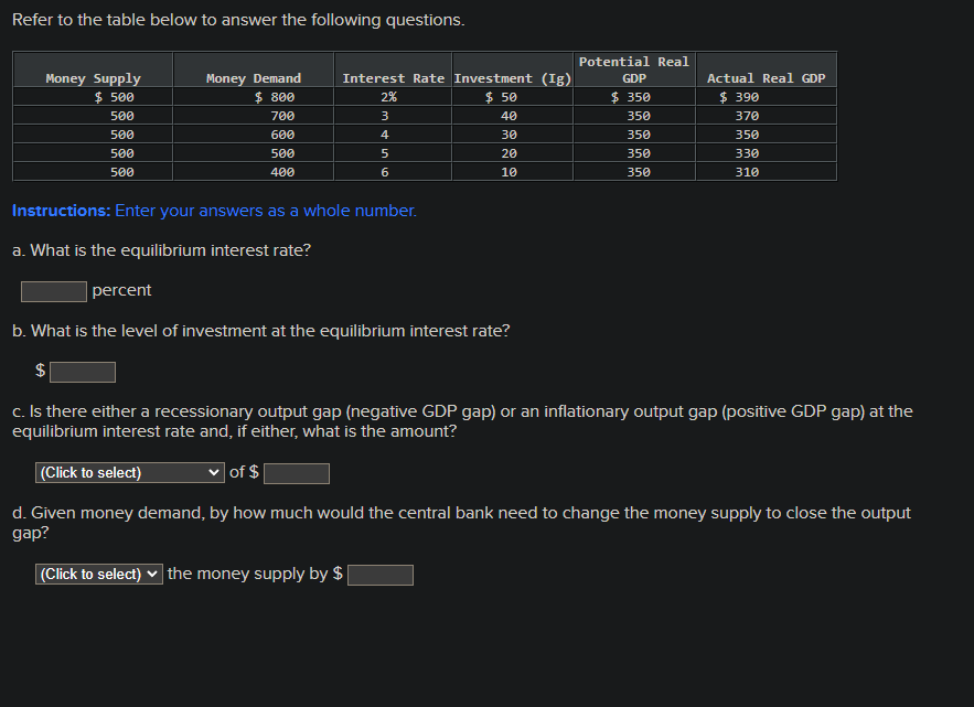 Solved Refer to the table below to answer the following | Chegg.com