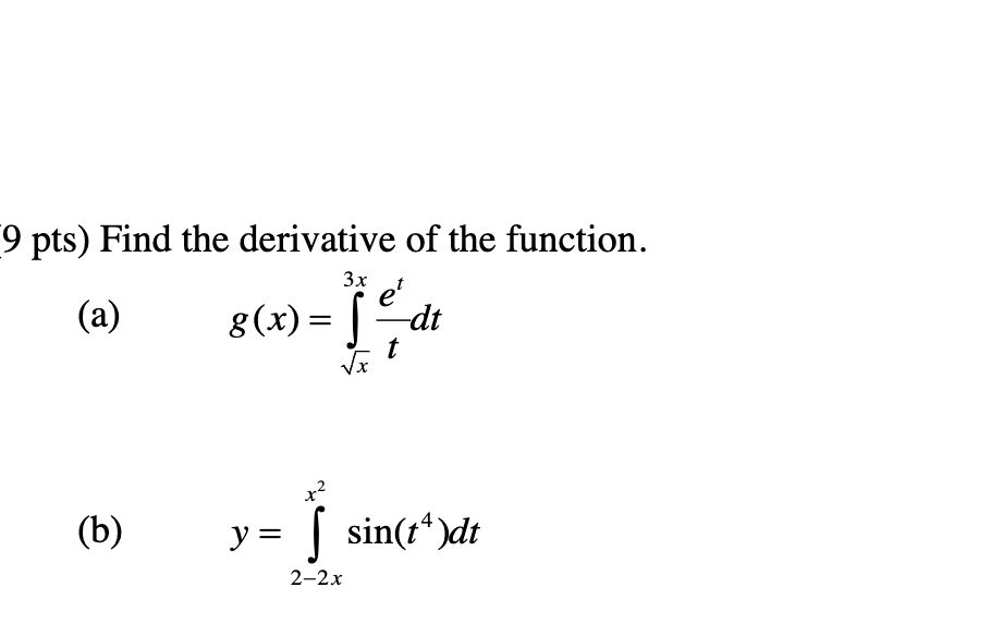 Solved pts) Find the derivative of the function. (a) | Chegg.com