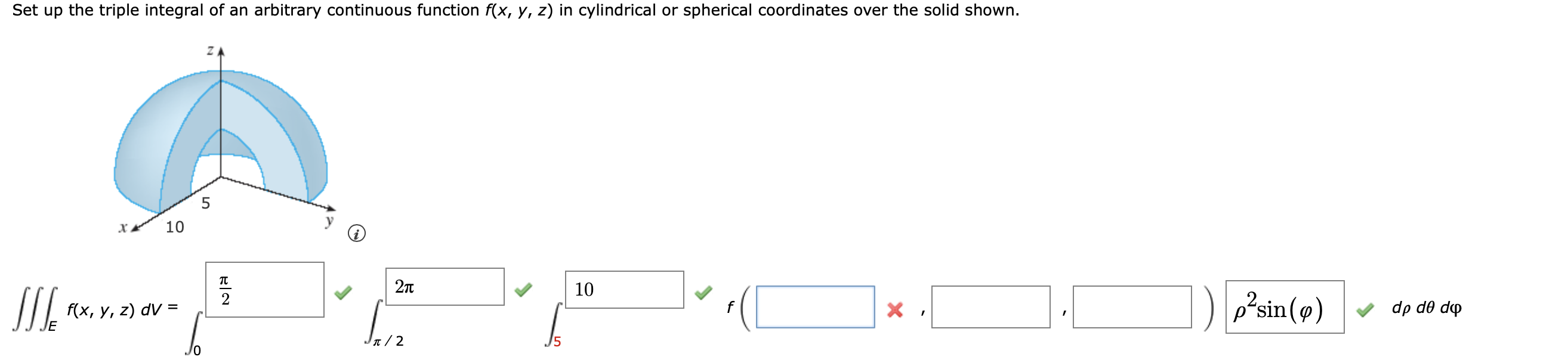 Solved Set up the triple integral of an arbitrary continuous | Chegg.com
