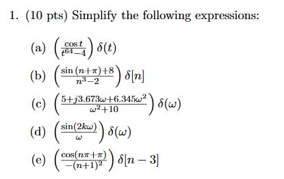 Solved n3-2 1. (10 pts) Simplify the following expressions: | Chegg.com