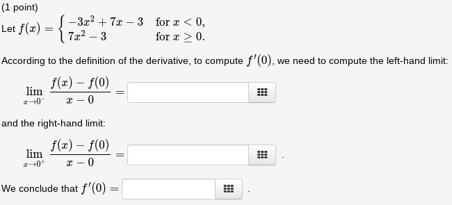 Solved Let f(x)={-3x2+7x-3 for x