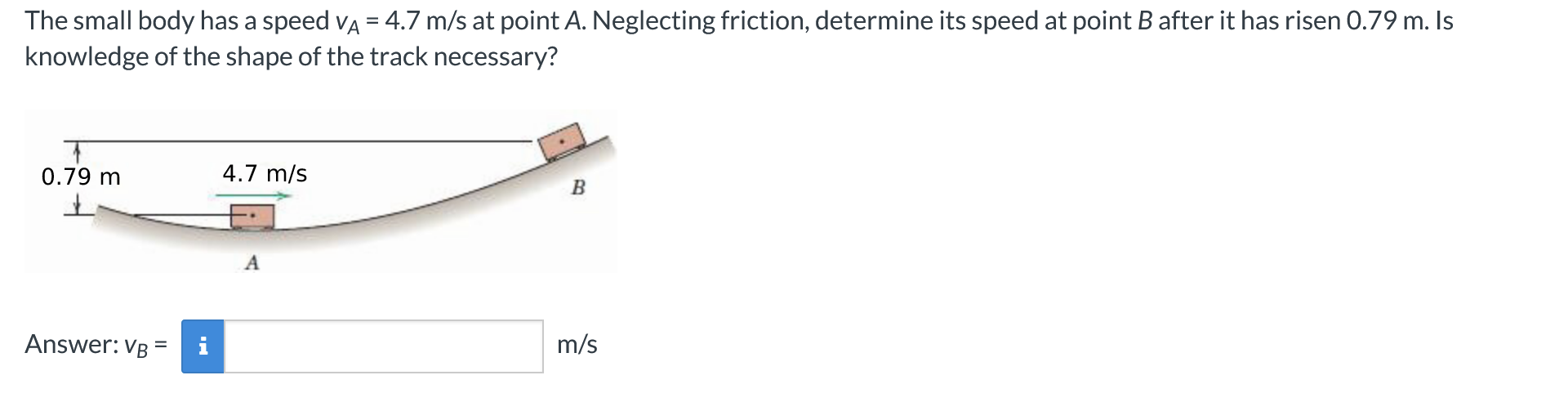 Solved The small body has a speed vA=4.7 m/s at point A. | Chegg.com