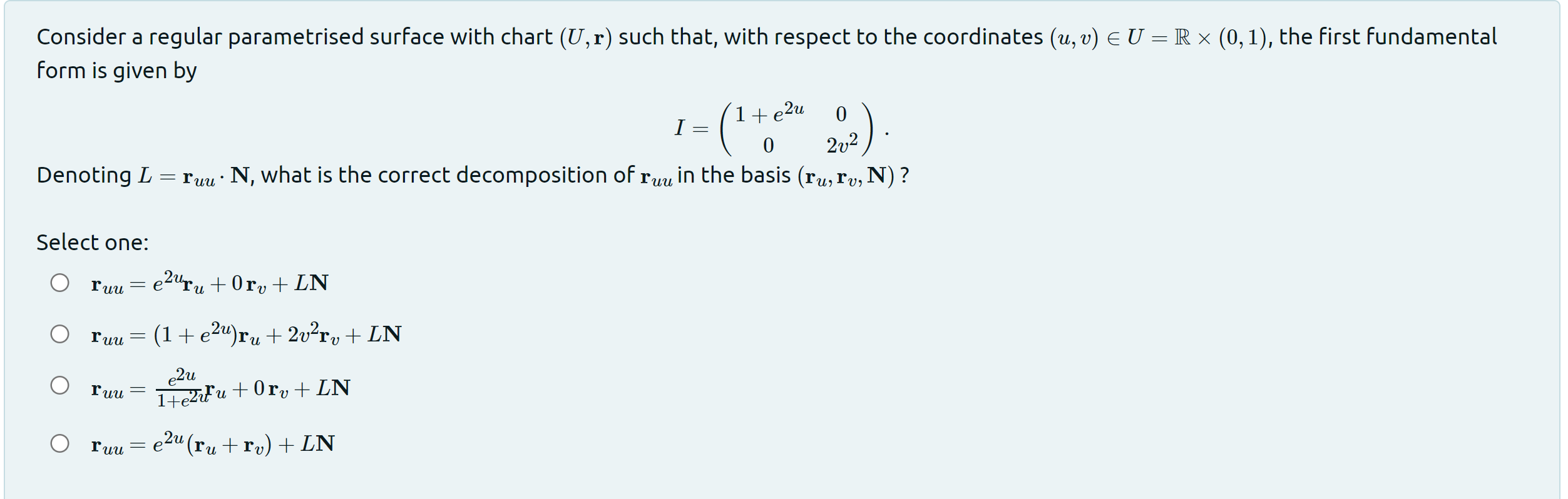 Solved Consider a regular parametrised surface with chart | Chegg.com