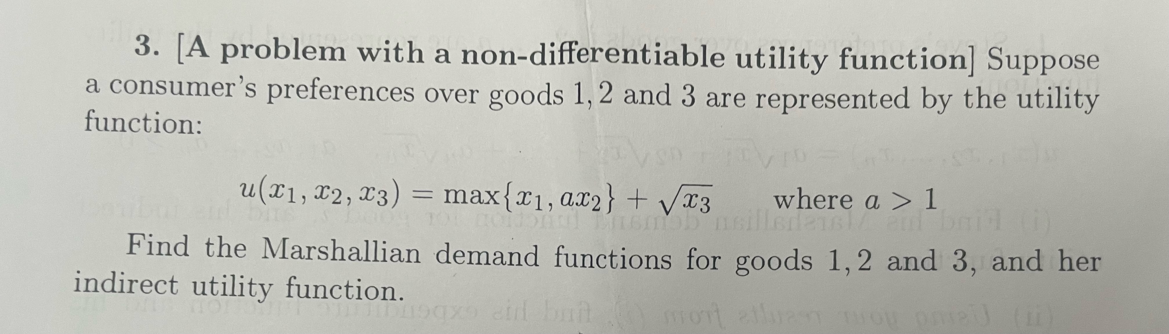 Solved 3. [A problem with a non-differentiable utility | Chegg.com