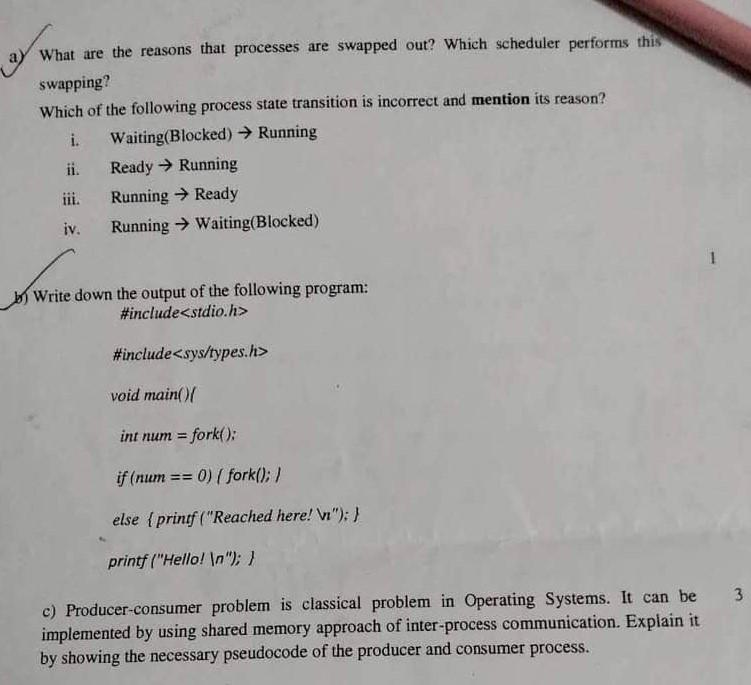Solved Course: Operating System Concept (OS) Please solve | Chegg.com