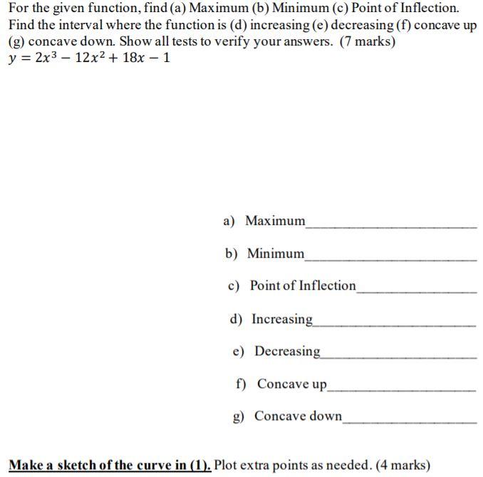 Solved For the given function, find (a) Maximum (b) Minimum | Chegg.com