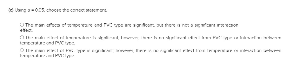 Solved Three samples of each of three types of PVC pipe of | Chegg.com
