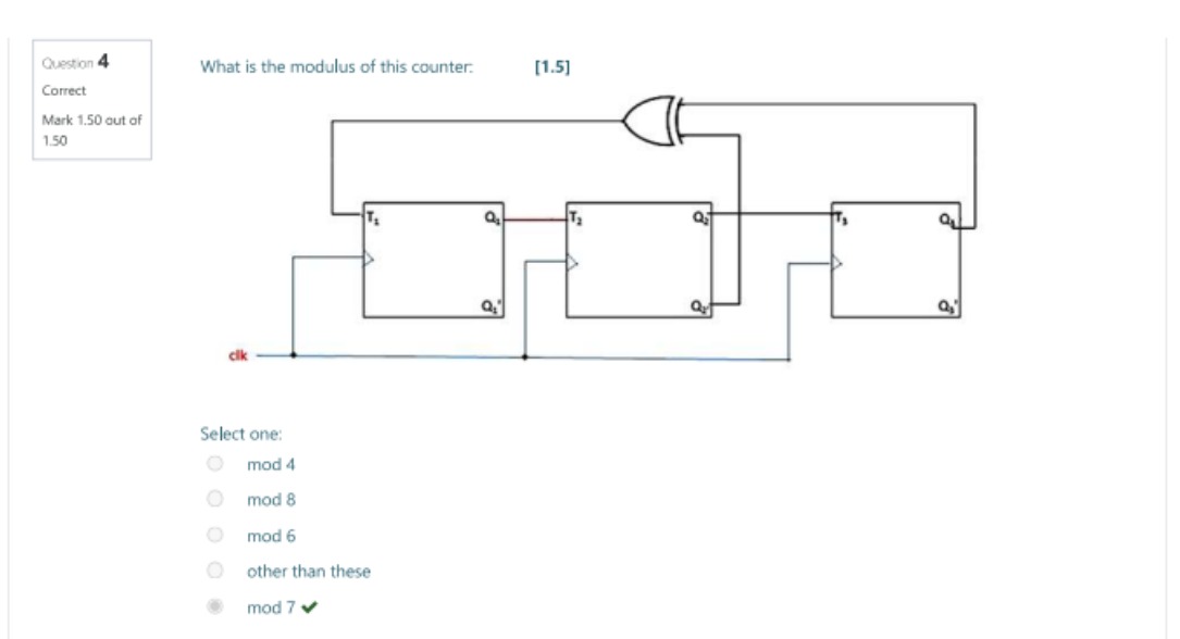 Solved What is ﻿the modulus of ﻿this counter:[1.5]Select | Chegg.com
