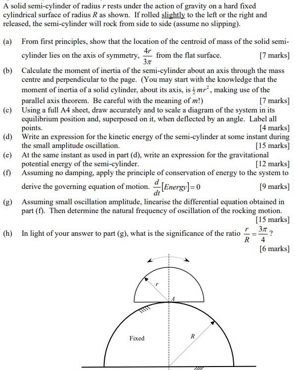 Solved A solid semi-cylinder of radius r rests under the | Chegg.com