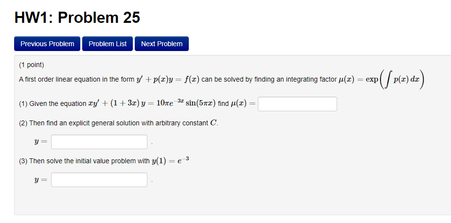Solved HW1: Problem 25 Previous Problem Problem List Next | Chegg.com