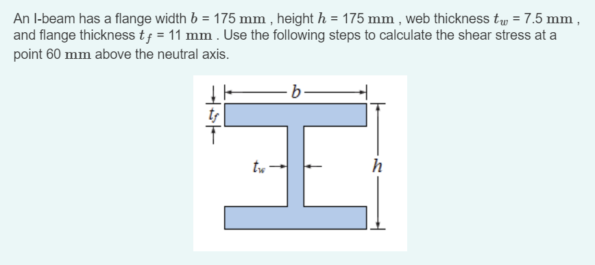Solved To calculate the shear stress at a point in the web | Chegg.com