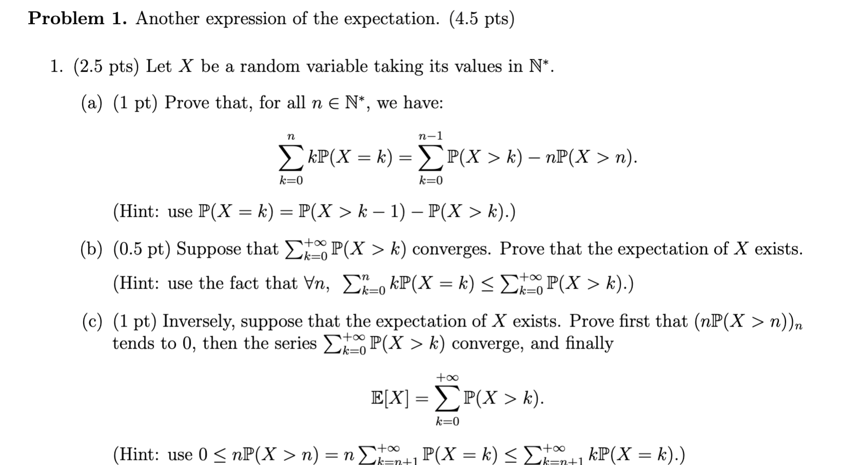 Solved Problem 1. Another expression of the expectation. | Chegg.com