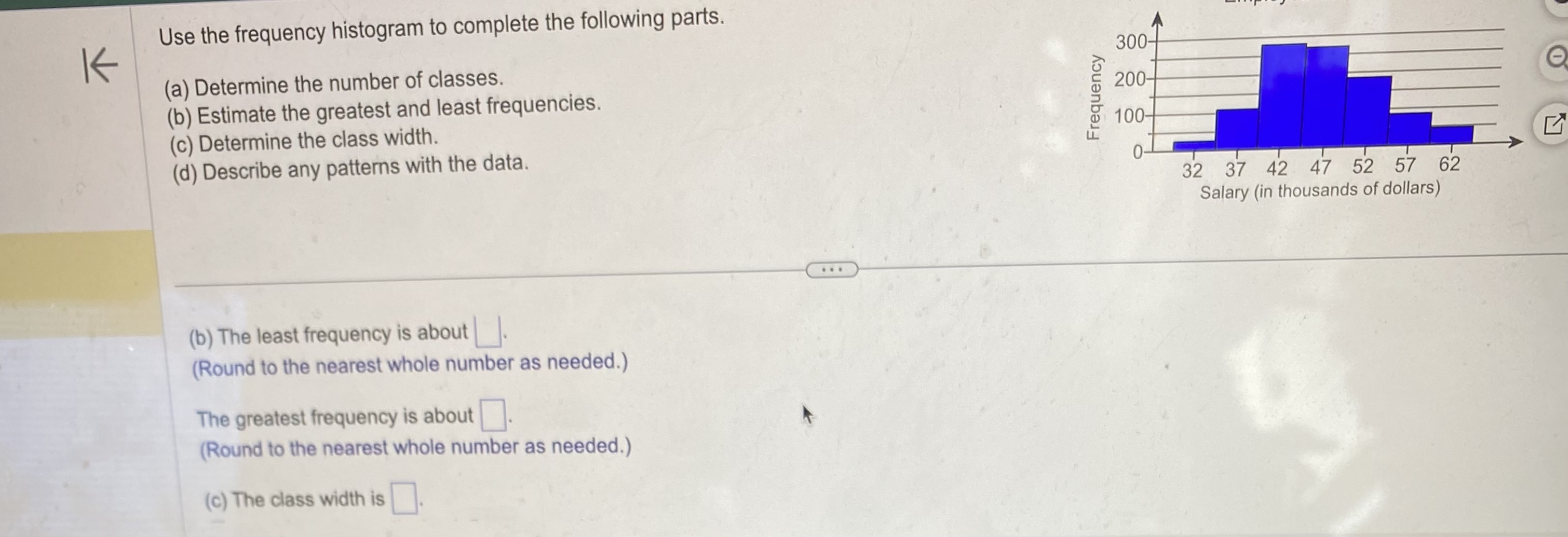 Solved Use the frequency histogram to complete the following | Chegg.com