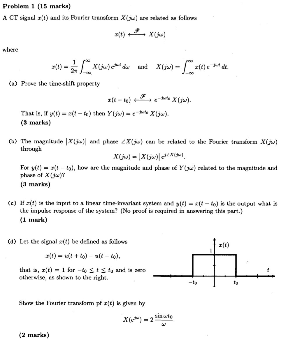Solved A Ct Signal X T And Its Fourier Transform X Jω Are