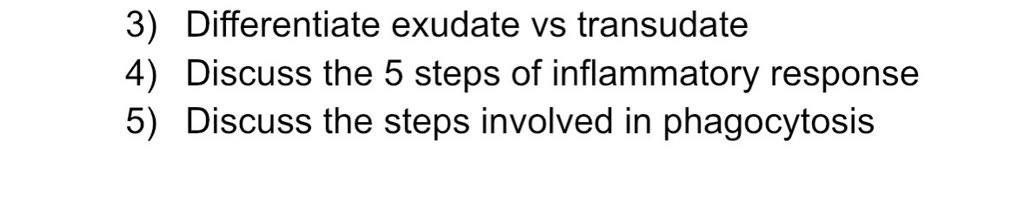 Solved 3) Differentiate exudate vs transudate 4) Discuss the | Chegg.com
