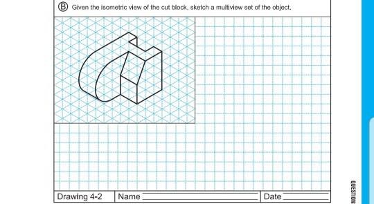 Solved B Given the isometric view of the cut blook, sketch a | Chegg.com