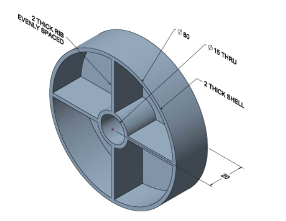 Solved Create the part shown in the image using the given | Chegg.com