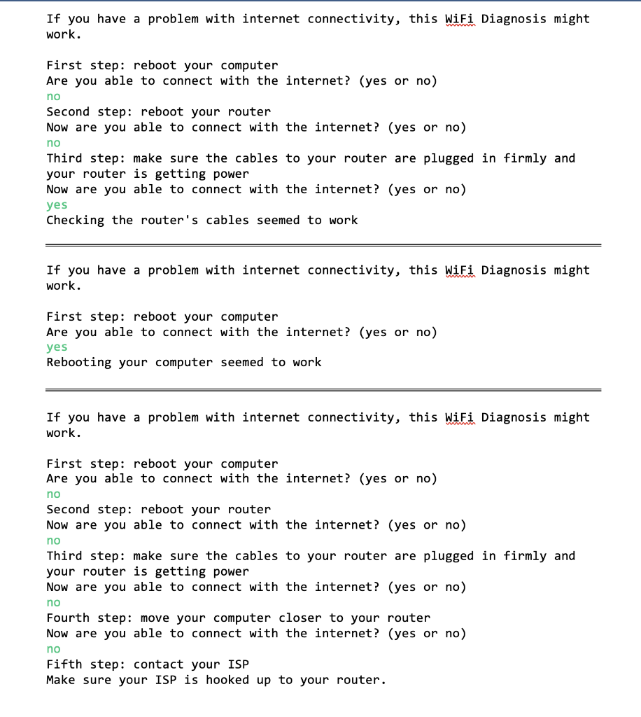 Solved Wi-Fi Diagnosis We all need internet connectivity in | Chegg.com