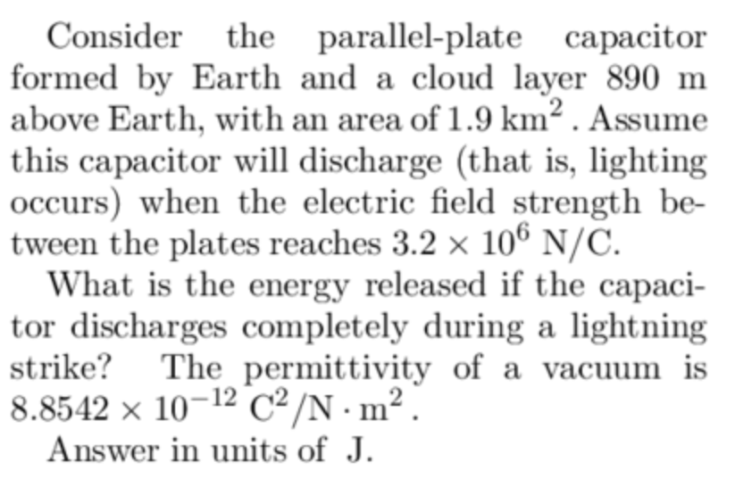 Solved Consider the parallel-plate capacitor formed by Earth | Chegg.com