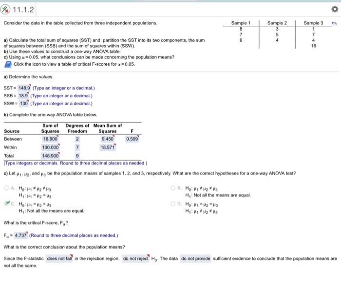 Solved And1112 Consider The Data In The Table Collected From 5597