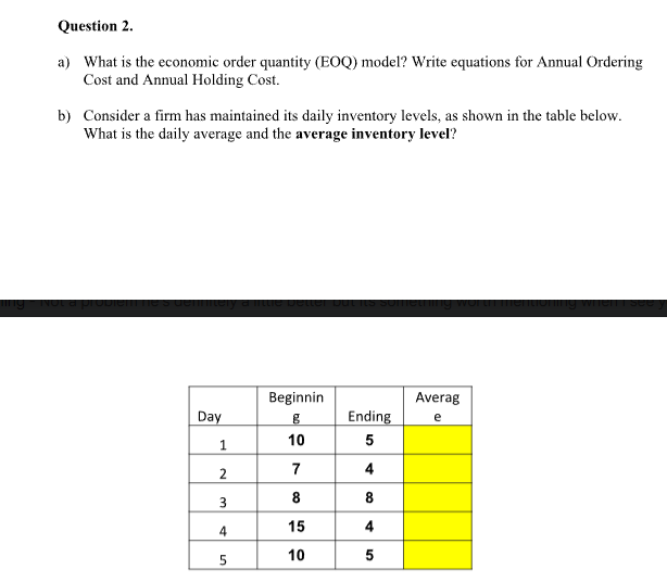 Solved a) What is the economic order quantity (EOQ) model? | Chegg.com