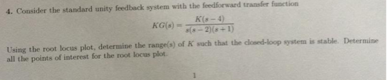 Solved 4. Consider the standard unity feedback system with | Chegg.com