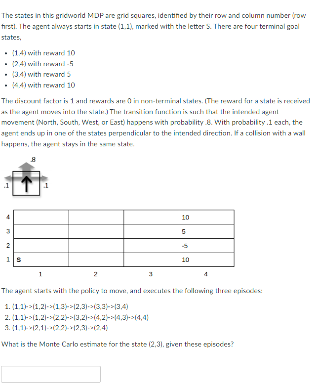 Solved The states in this gridworld MDP are grid squares, | Chegg.com