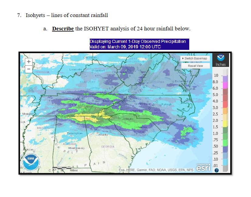 Solved 7. Isohyets - lines of constant rainfall a. Describe | Chegg.com