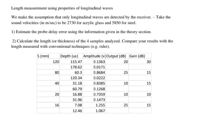 Solved Length measurement using properties of longitudinal | Chegg.com